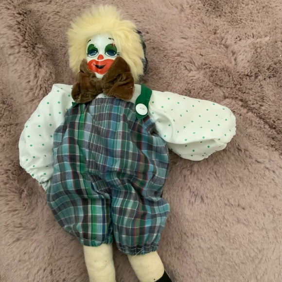 Accents | Vintage Hero Clown Doll Plaid Porcelain Head Sand Foot ...